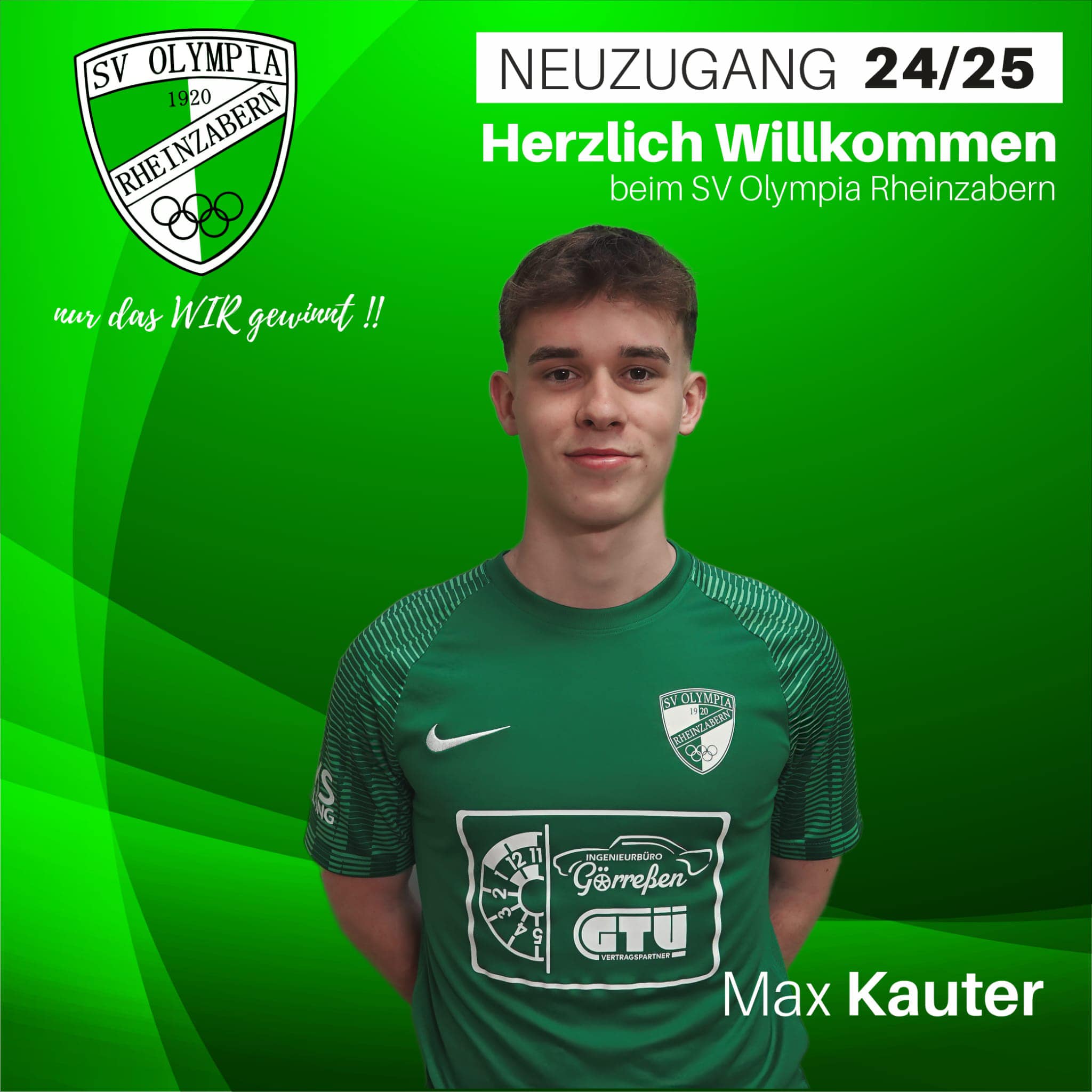 Kaderupdate: Max Kauter zur 1. Mannschaft - SV Olympia Rheinzabern